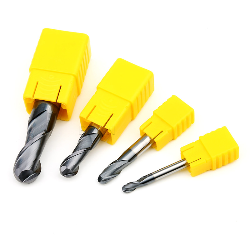 HRC 60 Carbide Ball Bull Nose End Mill Double Edge Round-Nose Milling ...